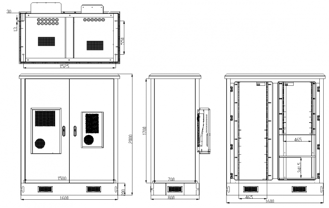 Two Compartments Base Station Cabinet Outdoor Telecom Cabinet