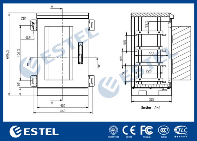 Small Size Outdoor Network Enclosure , Outdoor Data Cabinet IP55 With ...