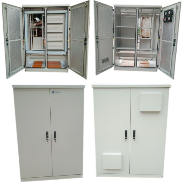 Anticorrosive Aluminum Two Bay Outdoor Telecom Cabinet 19 Inch Rack ...