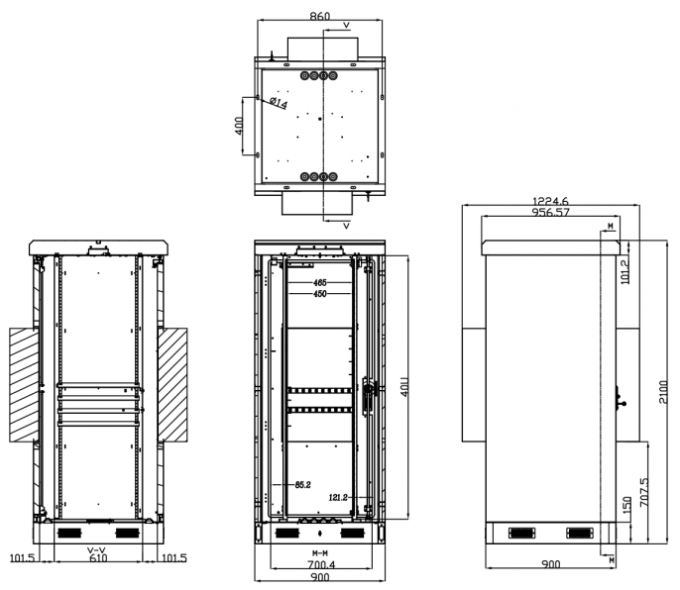 Thermostatic 40U 19 Inch Rack Enclosures Powder Coating Outdoor Telecom ...