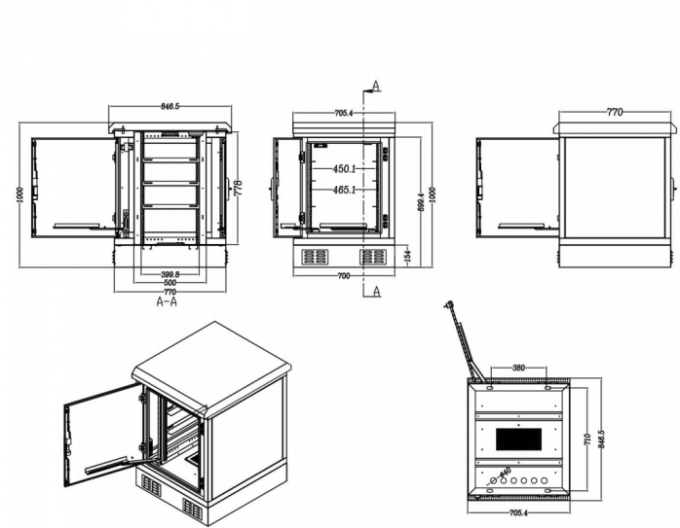 Base Station Telecom Equipment Cabinet Galvanized steel 19'' 17U ...