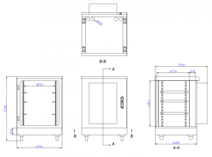 Galvanized Steel Single Wall Outdoor Telecom Cabinet Anti Theft Three ...