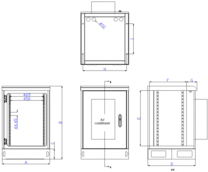 One Front Door Outdoor Telecom Cabinet 16U 19Inch 20mm PEF Insulation ...