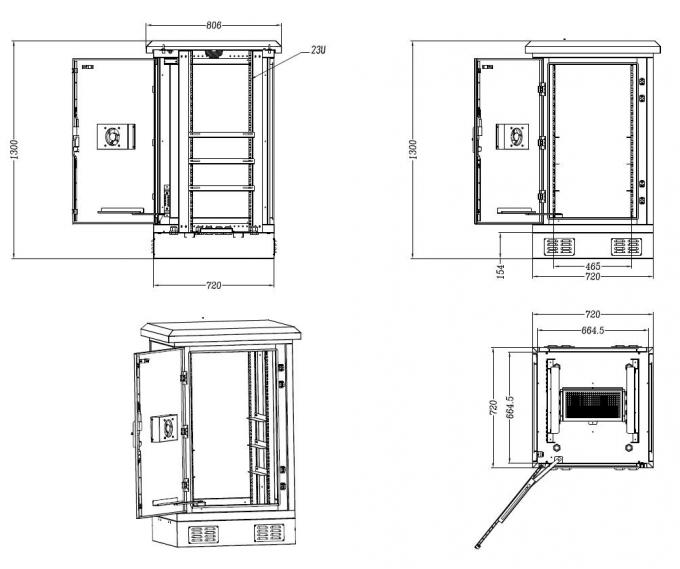IP55 Outdoor Electrical Cabinet Galvanized Steel Single Wall Without ...