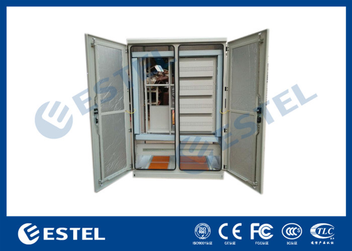 Anticorrosive Aluminum Two Bay Outdoor Telecom Cabinet 19 Inch Rack ...